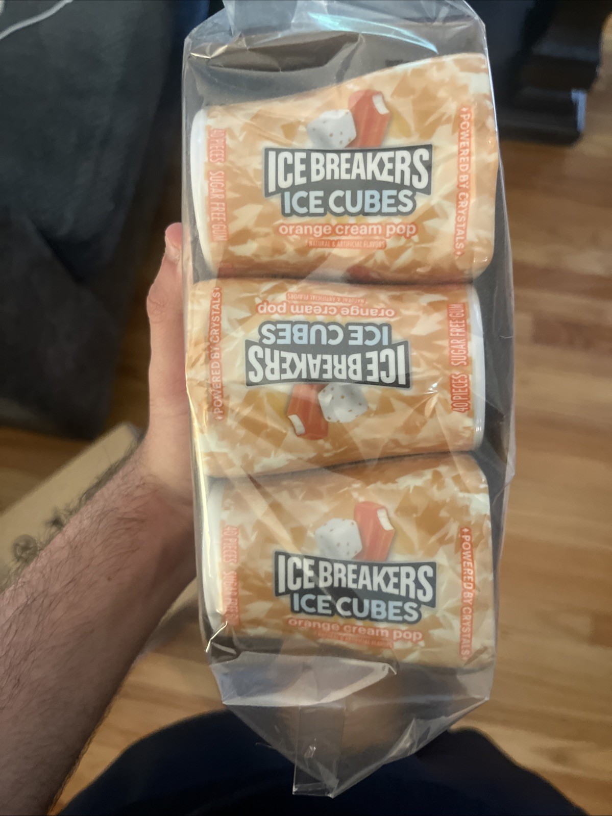 ICE BREAKERS ICE CUBES Orange Cream Pop Sugar Free Gum 3.24oz (Pack of ...