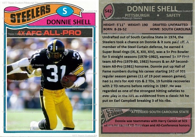 Donnie Shell Pittsburgh Steelers 1977 Custom Card | eBay UK