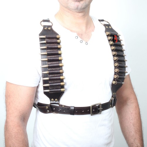 Cowhide Leather Rifle Cartridge Bandolier Belt and Chest Harness ...