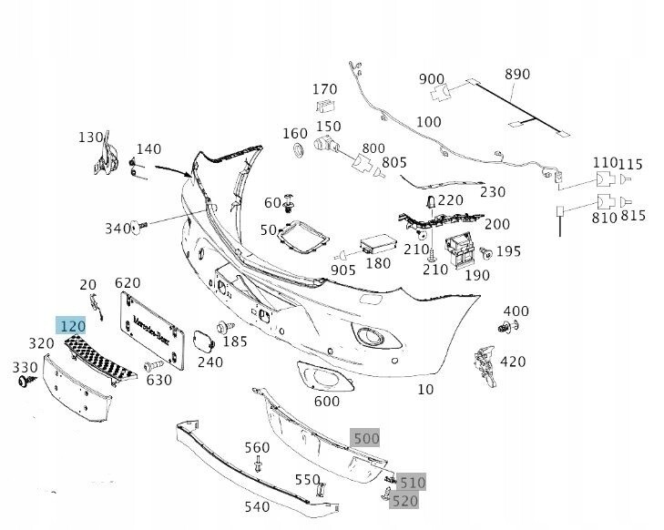 Front Lower Centre Bumper Grille Step for Mercedes Sprinter W906 ...
