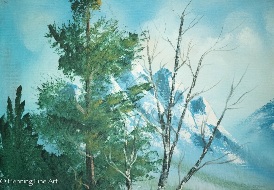 Stunning Vintage Mountain Landscape Oil Painting in the Style of Bob ...
