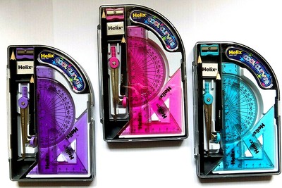 Helix Cool Curves Maths Set Ruler Set Square Protractor Pencils Compass ...