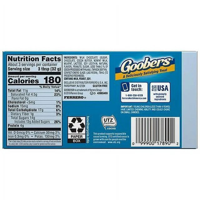 12x Packs | Goobers Milk Chocolate Dry Roasted Peanuts Candy Theater ...