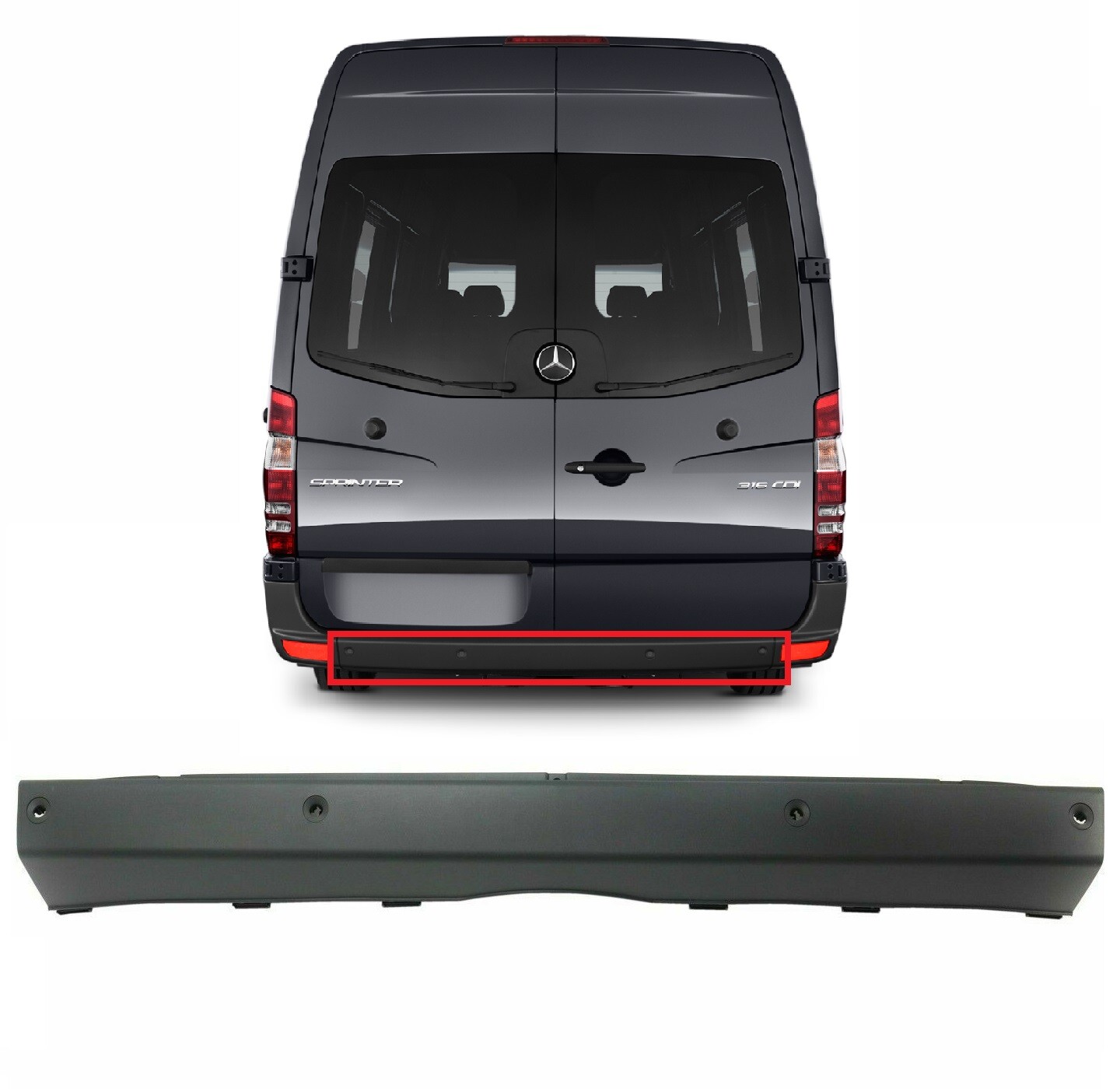 Fits 2010-2018 Mercedes-Benz Sprinter 2500 3500 Rear Bumper Cover With ...