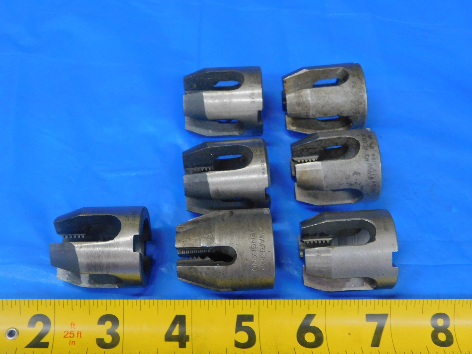 7PC LOT GREENFIELD & OTHERS #3 HSS ACORN THREAD DIES 3/8 - 16 NC MADE ...