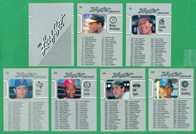 1990 LEAF CHECKLIST SET NM/MT SANDBERG FISK OZZIE CLARK HENDERSON RYAN ...