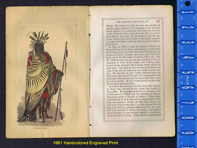 Black Hawk, Leader of Sauk & Fox in the 1832 Black Hawk War -1861 Hand ...