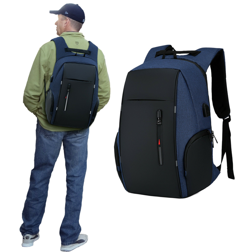 Men Women 15.6" Laptop Backpack USB Waterproof Large Rucksack Travel ...