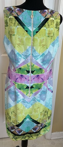 Ivanka Trump 14 Large Aqua Lime Pink Spring Pastel Floral Easter Sheath ...