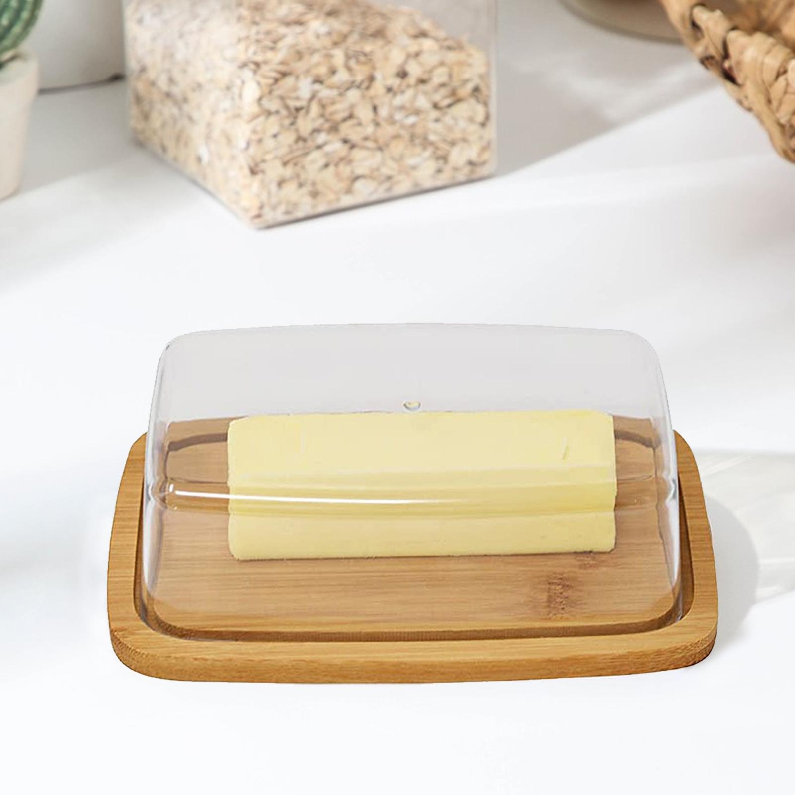 Butter Dish With Clear Lid Wooden Butter Holder Box Storage Serving ...