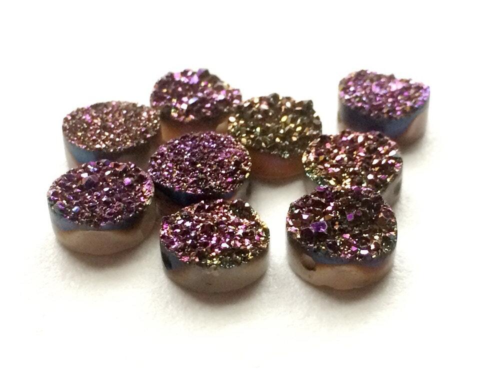 10mm Purple Druzy, Titanium Purple Druzy Matched Pairs, Round Druzy For ...