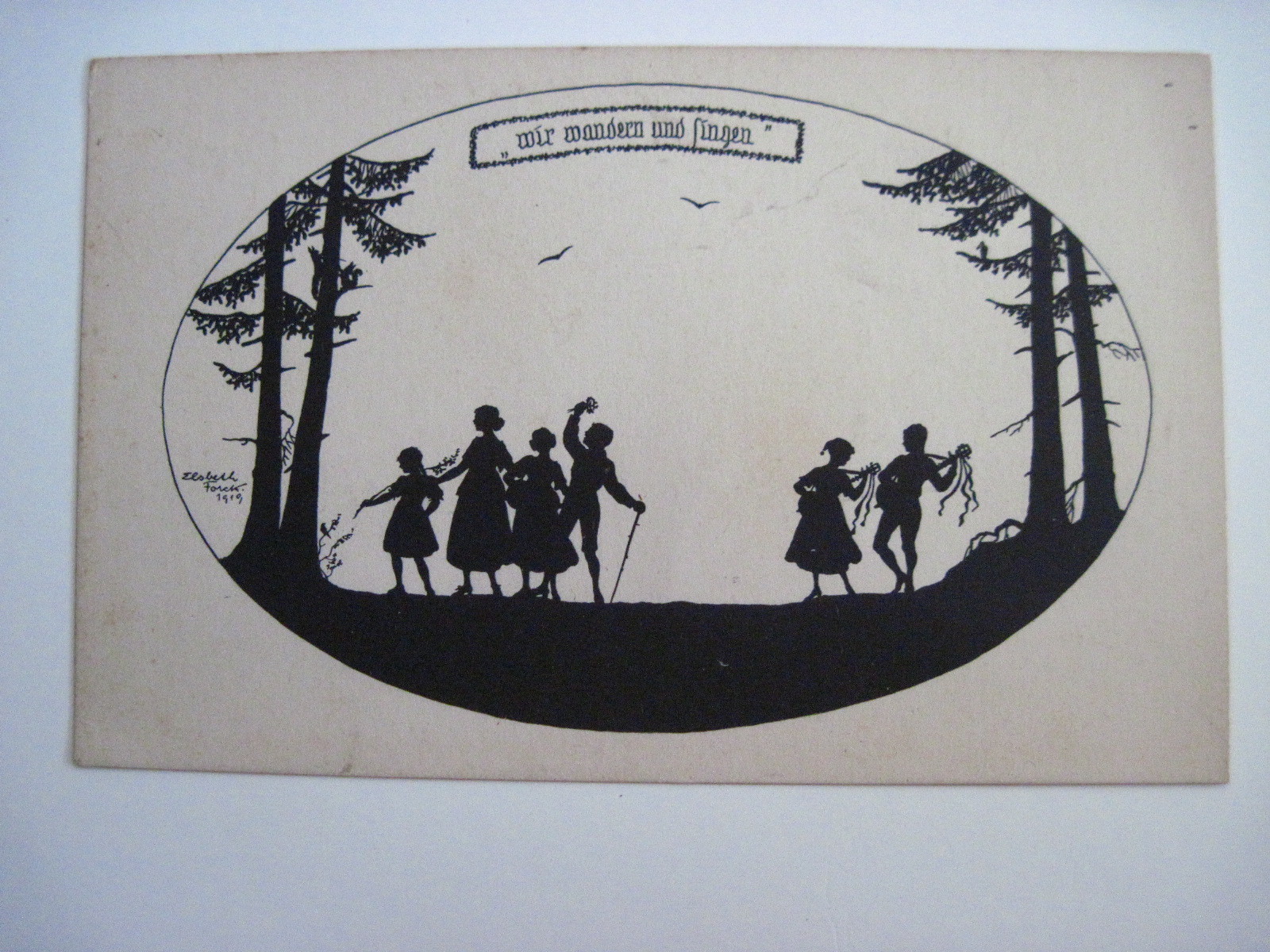 1910 Artist Signed "Eisbeth Forck Schattenbilder" Silhouette Postcard ...