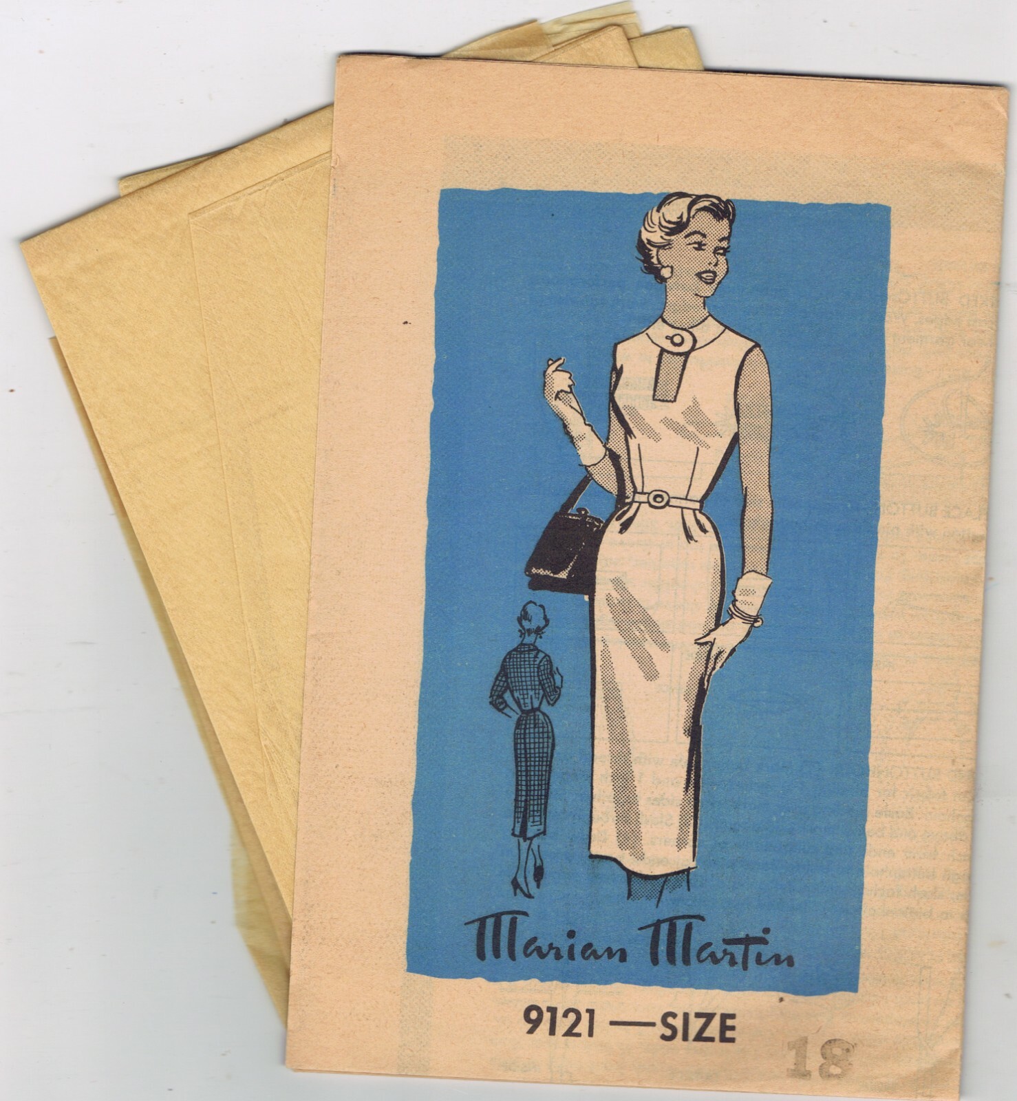 1960s Marian Martin Pattern 9121 Sheath 18 Keyhole Neck Wiggle Skirt 36 ...