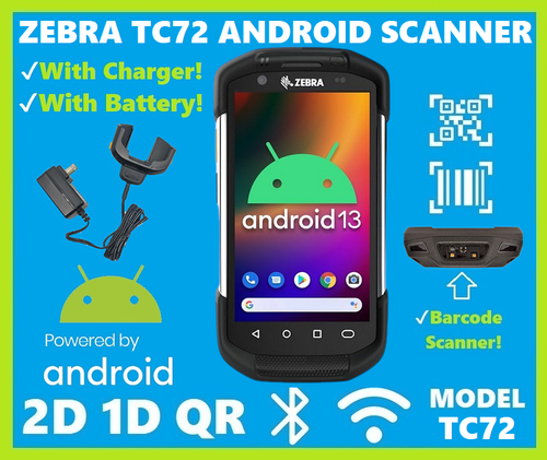 Zebra TC72 Handheld Barcode Scanner 2D/1D, Android 13, Google Play ...