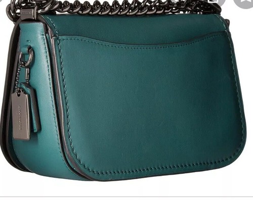 New Coach Swagger 20 Leather Shoulder Bag dard turquoise Gunmetal chain ...