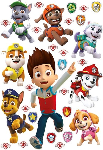 Paw Patrol Stickers Set Decals 65x42.5cm Sheet baby girl boy for wall ...