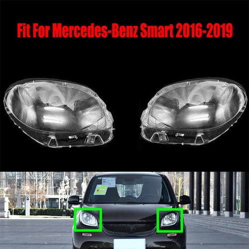 For Mercedes-Benz Smart Headlight Headlamp Clear Lens Cover Pair 2016 ...