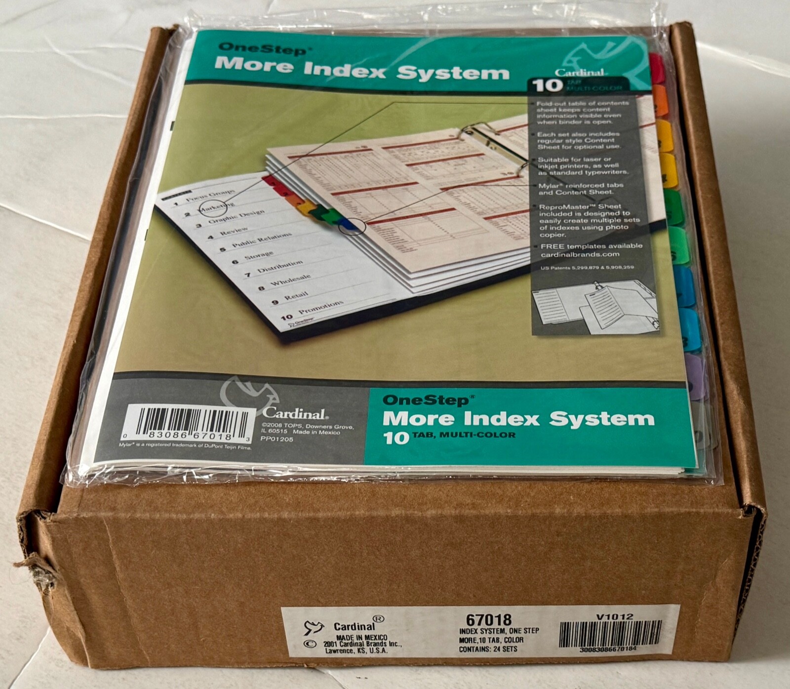 Cardinal One Step Index System 1-10 Numbered Tab Multi Color 24 Sets ...
