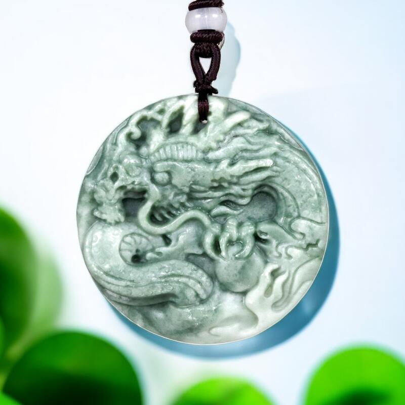 Green Jade Dragon Pendant Animal Jewelry Talismans Necklace Men Vintage ...