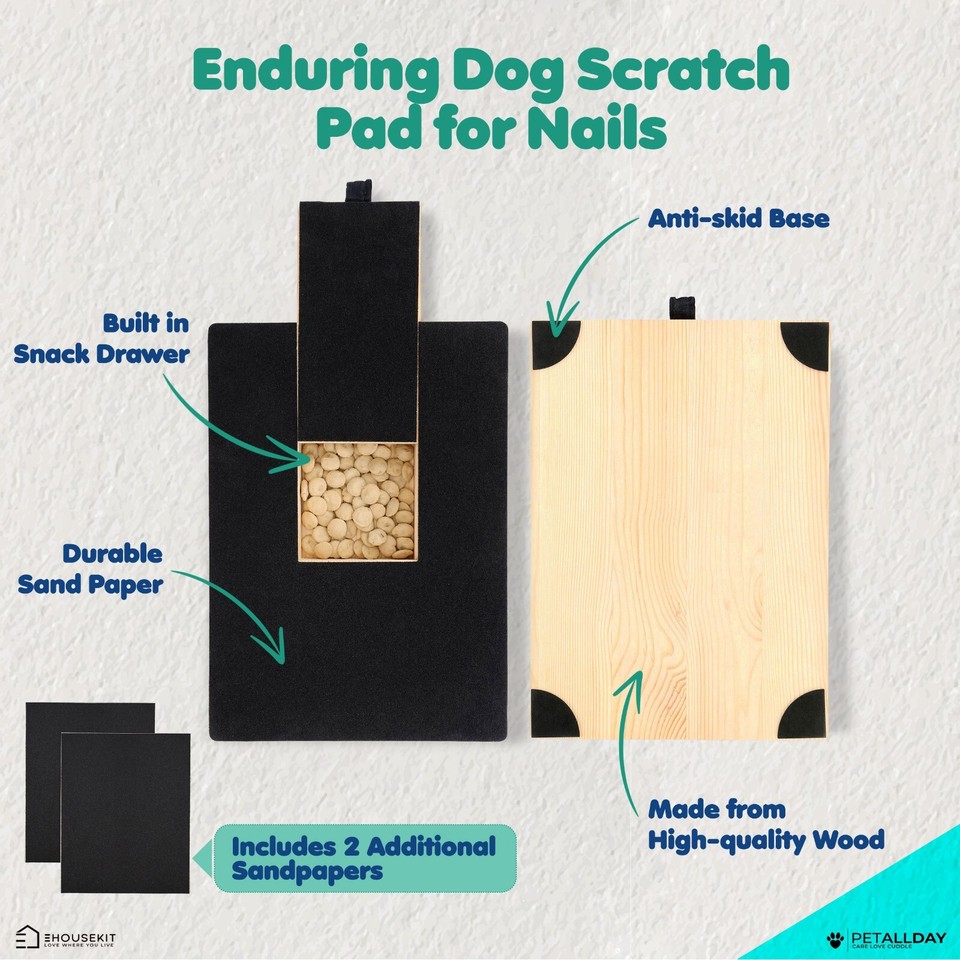 Dog Scratch pad for Nails (2 additional sandpapers), Nail Filing Board ...