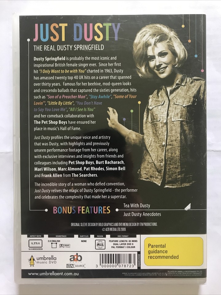 DVD - JUST DUSTY THE REAL DUSTY SPRINGFIELD - Region FREE - NEW ...