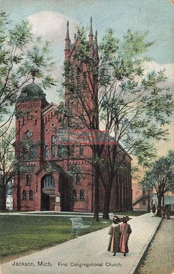 MI, Jackson, Michigan, First Congregational Church, Exterior View ...