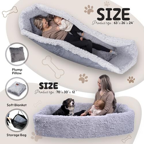Comfy Human Dog Bed for People Adults Kids & Dogs 2in1 Foldable Human ...