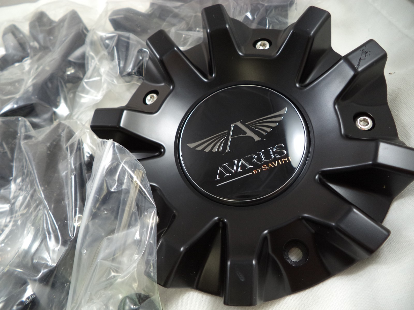 Avarus Wheels Black Custom Wheel Center Caps # MS-CAP-Z216 W/ BOLTS ...