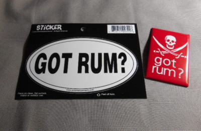Combo GOT RUM? Oval Pirate Vinyl Sticker Decal and 3" x 2" Metal Magnet ...
