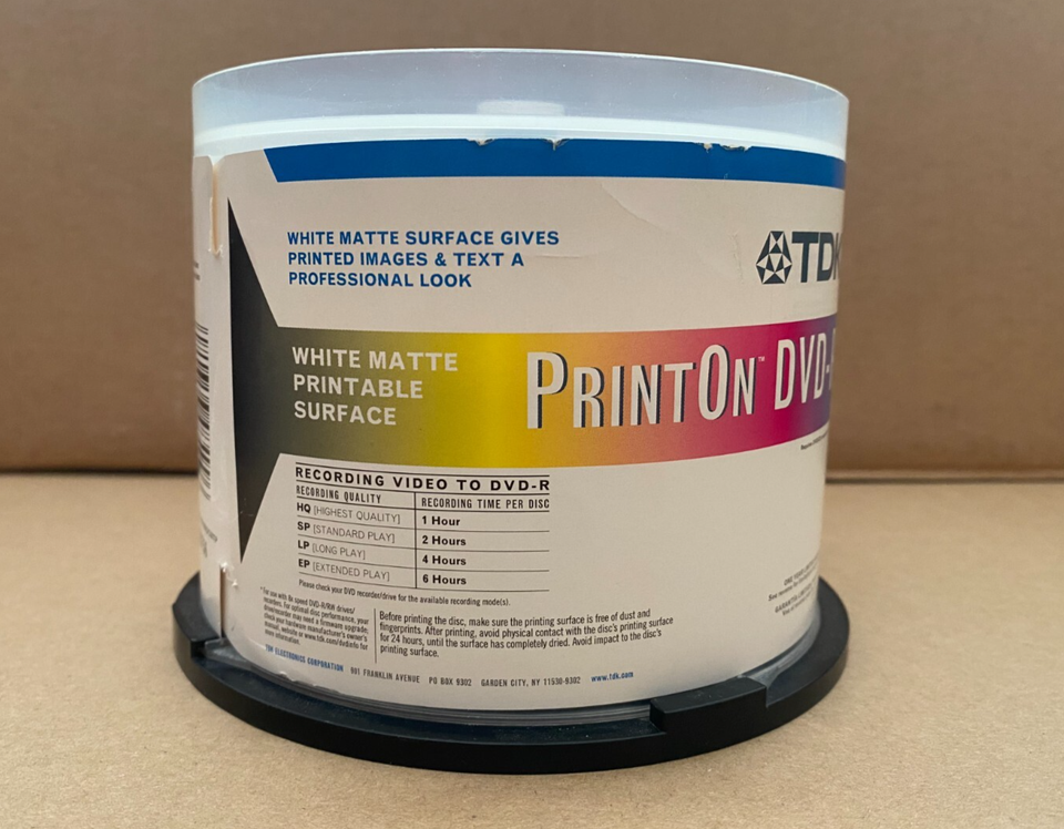 TDK, DVD-R, 4.7GB, 8X, Print-On White Disks, Blank, 37 Discs | eBay