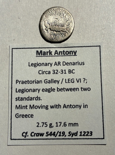 Mark Antony AR Legionary Denarius, LEG VI ?, 32-31 BC | eBay