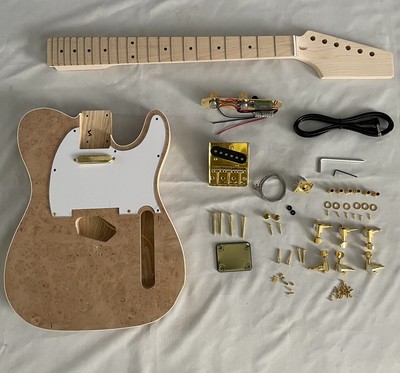 Solid Finish Unfinished DIY Tree Burl Top Electric Guitar Maple Neck ...