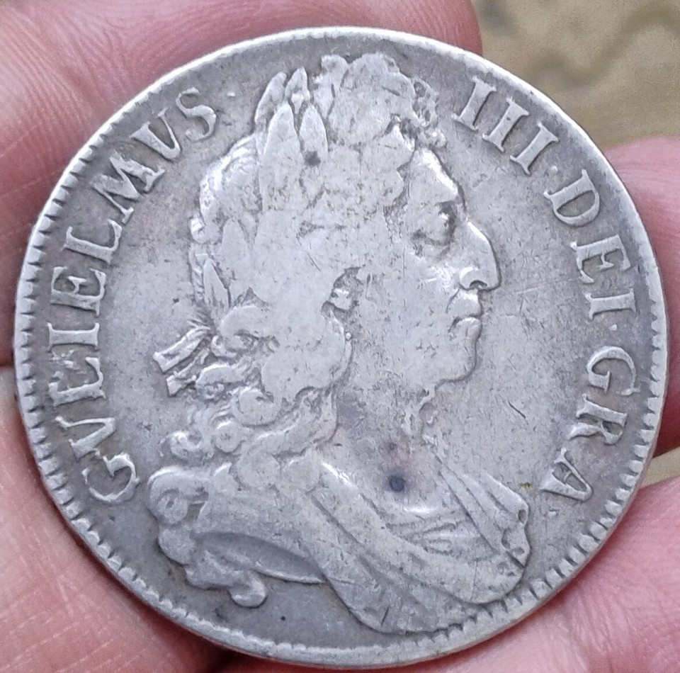 1696 William III Silver OCTAVO Crown 29.8G. Huge coin. High grade ...