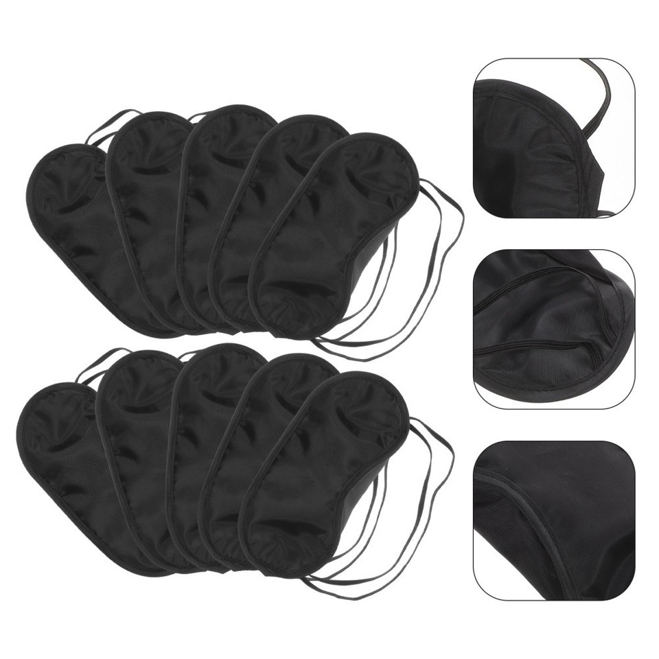 10 Pcs Black Eye Covers Sleep Eye Shades Polyester Comfortable ...
