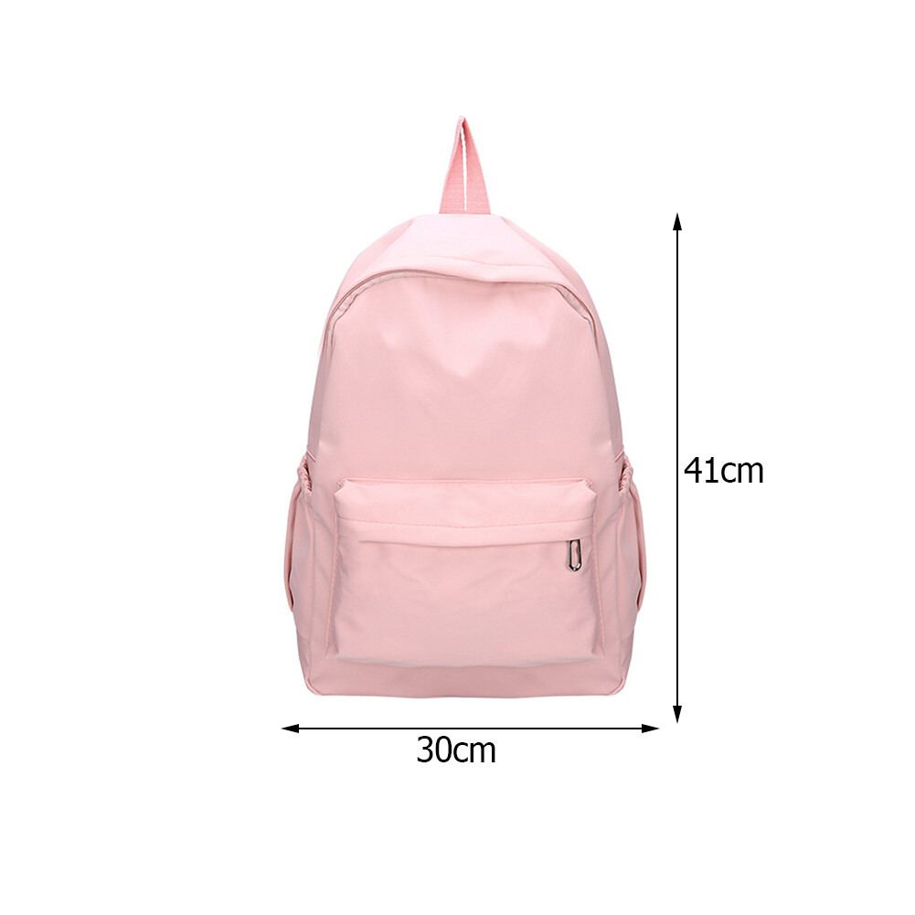 Preppy Style Students Backpack Women Solid Color Large Handbags (Pink ...