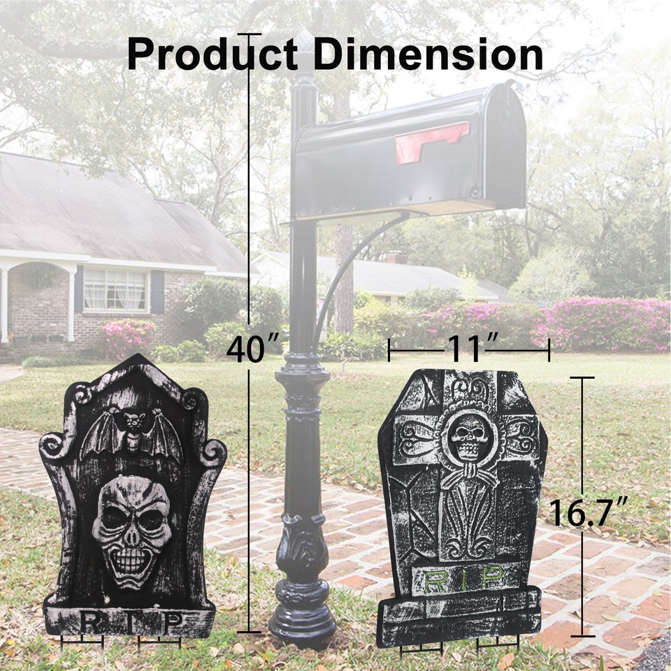 Large Halloween Foam Tombstones w/ Stakes RIP Scary Cemetery Decor ...