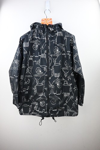 Monika Forsberg + Gorman SS17 black rain jacket with silver print size ...
