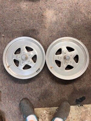 (2) 17x2.25 Weld ProStar Skinny Front Runners Drag Race spindle mount ...