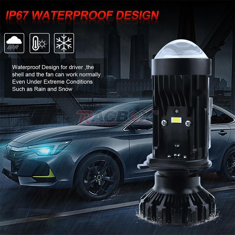 2x 100W H4 Mini Bi LED Projector Lens Hi/Lo Beam Headlight Headlamp ...