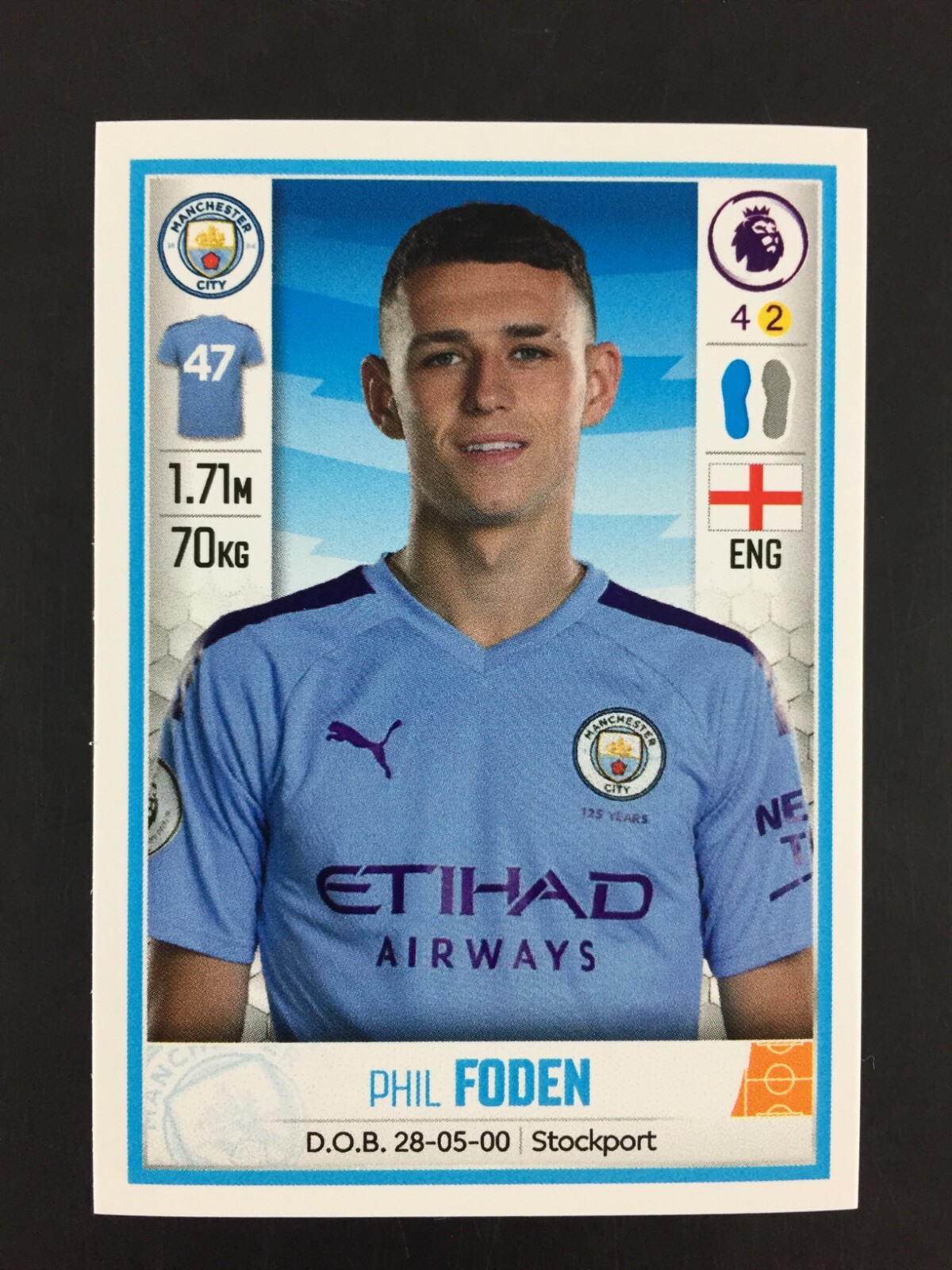 Phil Foden Rookie RC Sticker Panini Premier League Football 2020 #365 ...