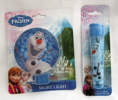 Unisex Frozen Olaf Snowman 3" LED Night Light and 5.75" Olaf Flashlight ...
