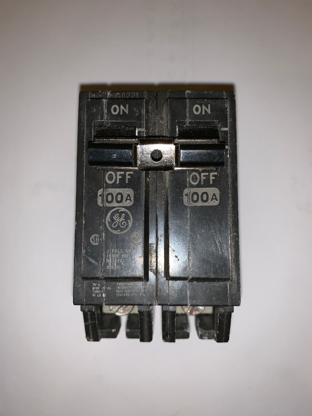 GE THQL21100 CIRCUIT BREAKER 2 POLE 100 AMP 240 VAC Model K | eBay
