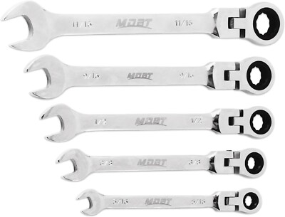 5 piece Anti Slip Speed Wrench Set CR-V Steel Combination Ratchet SAE ...