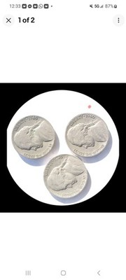 3 1940 US Jefferson 5 cent coins no mint mark rare coin,1940 US five ...