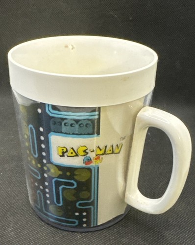 1980 PAC-MAN Plastic Holographic Coffee Mug Lenticular Printing Vintage ...