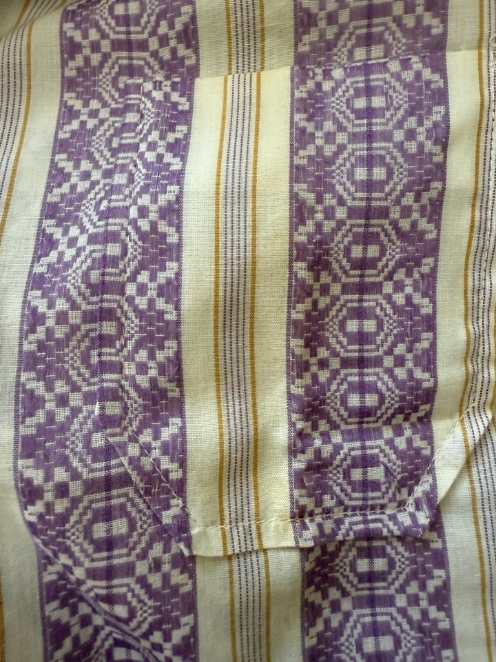 Vintage 70s Men’s Button Down Shirt Disco Fly Collar Purple Striped ...