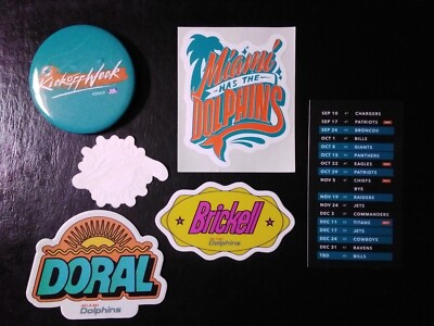 2023 MIAMI DOLPHINS FAN SWAG! Pocket Schedule, Button, & 4 Stickers ...