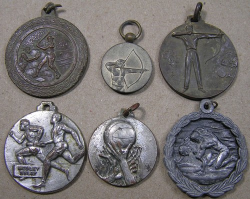 Lot of 6 Diff Old Vintage Sports Medals, Basketball, Baseball ...