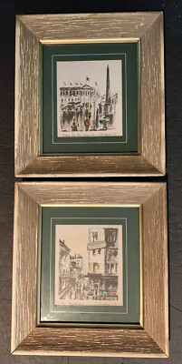 Pair Of Framed Lithographs Impressionists French Scenes 1954 Signed E ...