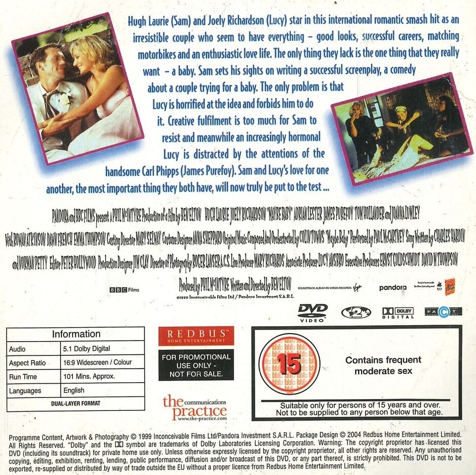 Maybe Baby (2000) DVD, Hugh Laurie, Joely Richardson, Matthew Macfadyen ...
